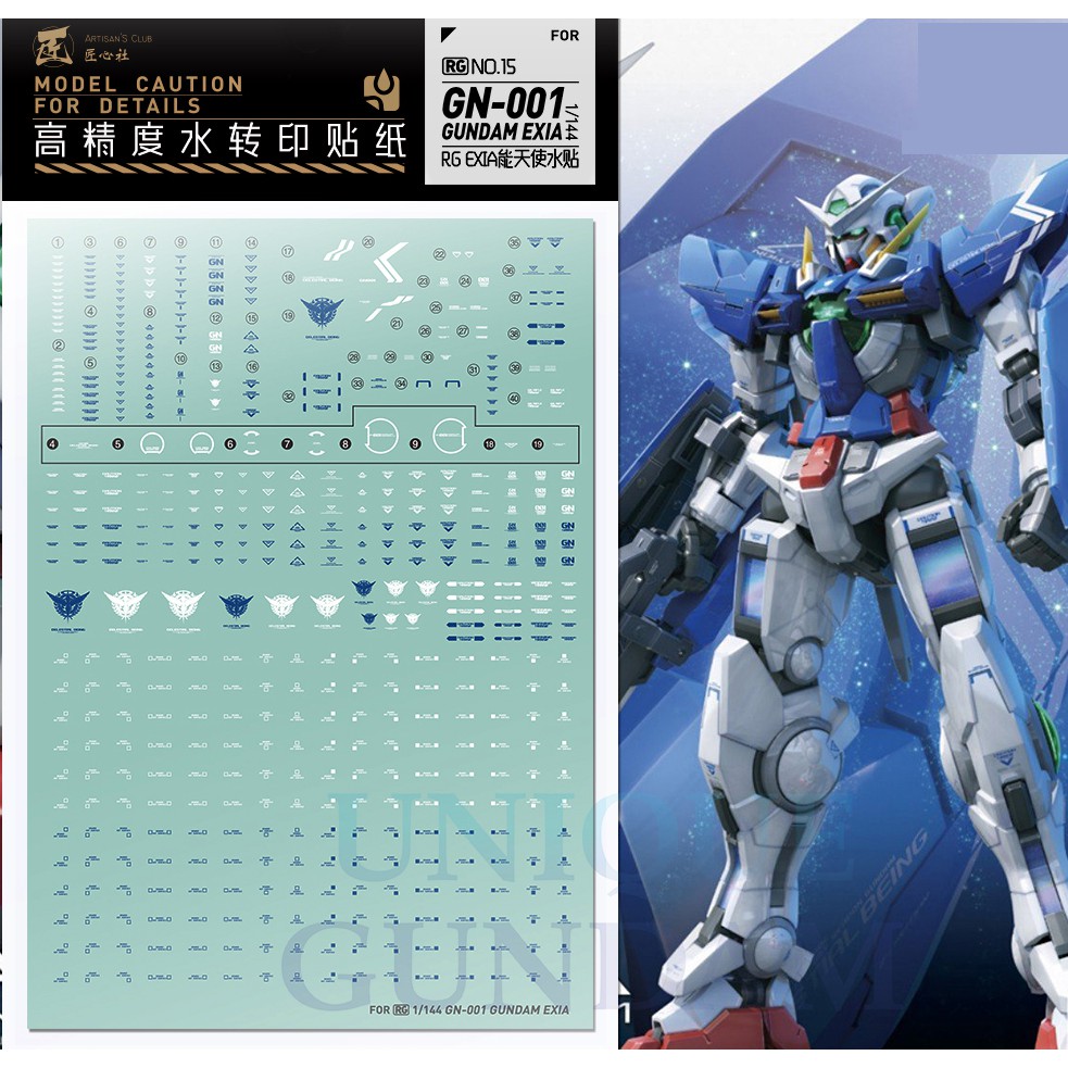[Artisan's Club] RG15 RG 1/144 GN-001 Gundam Exia GUNDAM WATER SLIDE ...