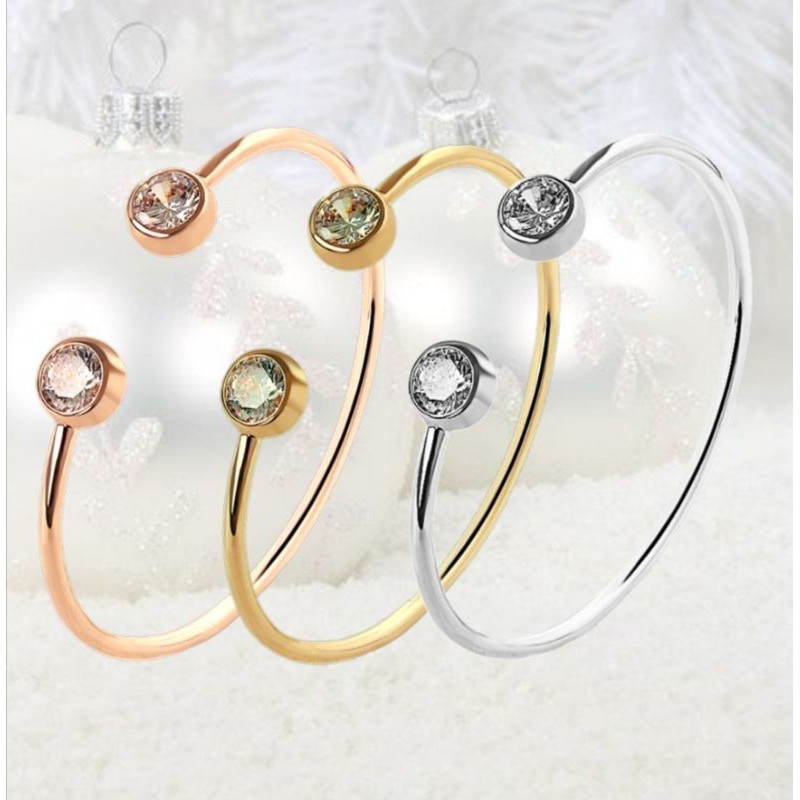 (READY STOCK) Korean Style Crystal Open Bangle Fashion Jewelry (Rose ...