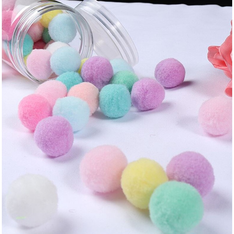 15/20mm Macaron Pompom Fur Balls Mini Fluffy Soft DIY Handmade Kids ...