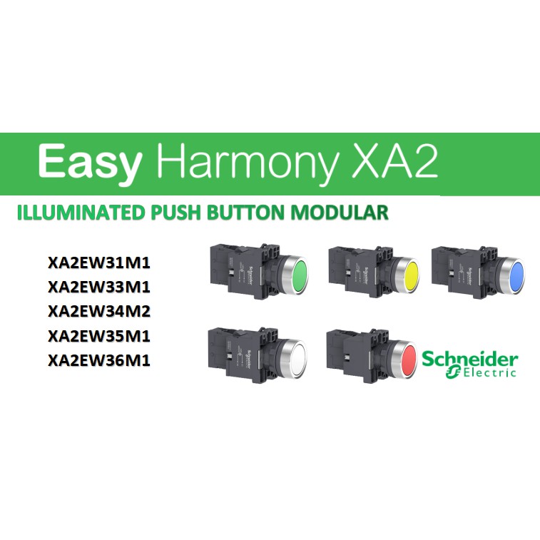 SCHNEIDER xa2 Illuminated Push Button Modular Type with Led XA2EW33M1 ...
