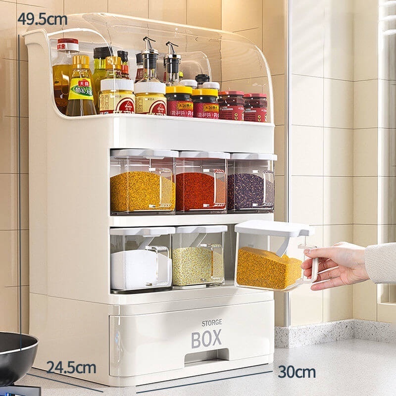 Multifunctional Dust-proof Kitchen Storage Organizer Set & Seasoning ...