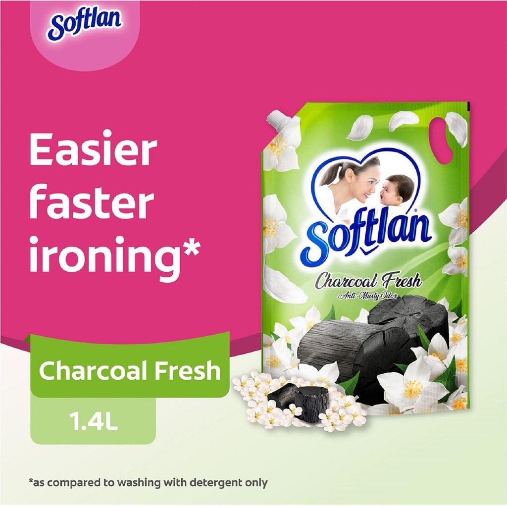 Softlan Anti Wrinkles Charcoal Fresh Fabric Softener Refill 1.4L ...