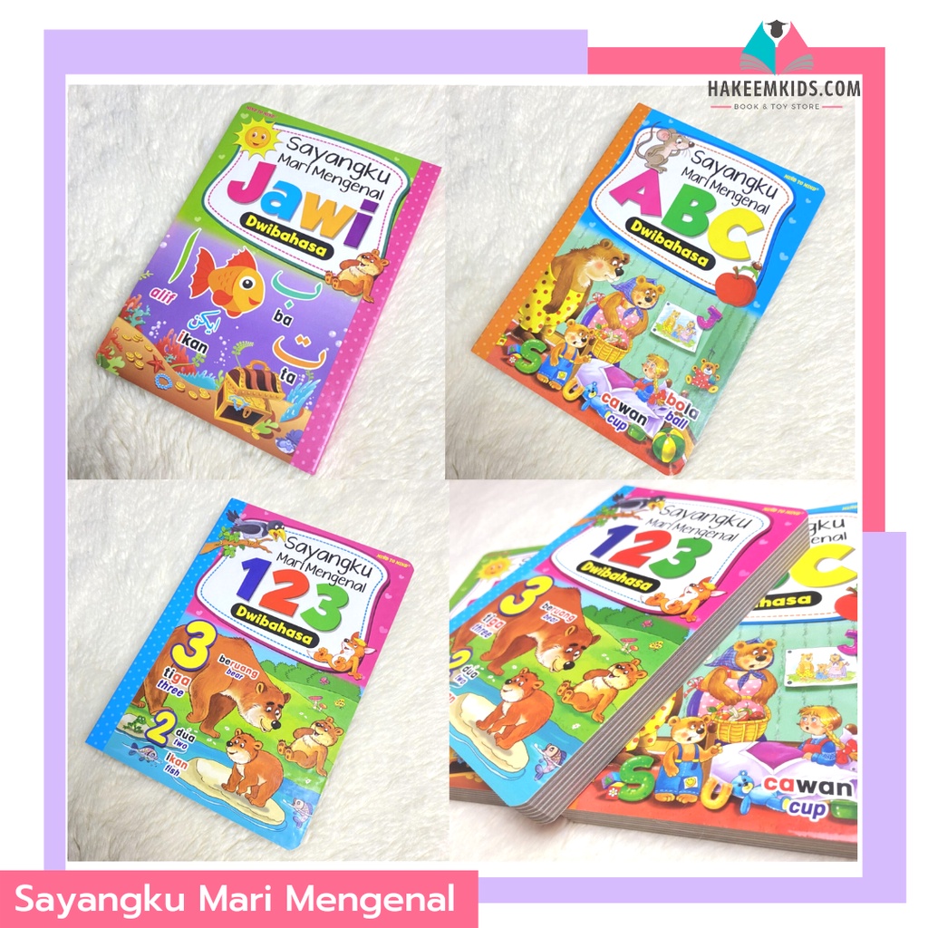 HARDBOOK BUKU SAYANGKU MARI MENGENAL ABC 123 HURUF JAWI HARDBOARD ...