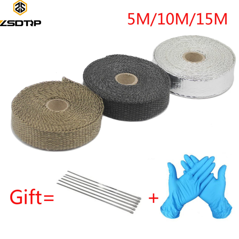 5M/10M/15M Thermal Exhaust Header Pipe Tape Heat Insulating Wrap Tape ...