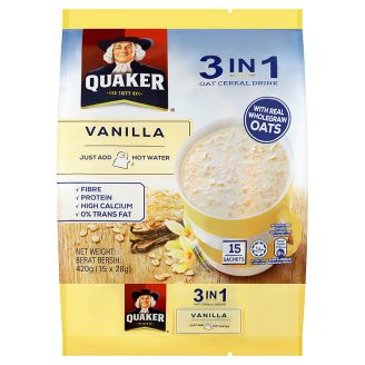 Quaker Vanilla 3 in 1 Oat Cereal Drink 15 x 28g (420g) | Shopee Malaysia