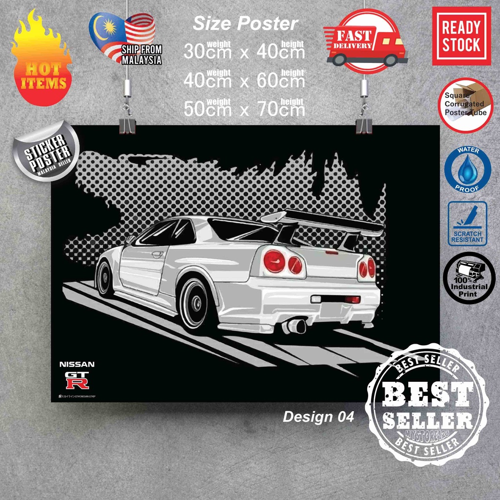 (READY STOCK) Nissan Skyline GTR Poster wall Sticker| Large Format ...