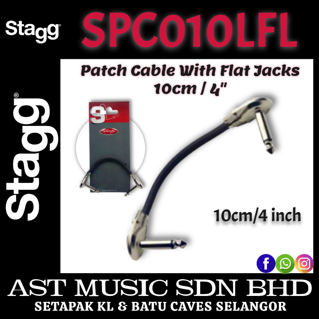 Stagg SPC010LFL Patch Cable With Flat Jacks 10cm / 4 inch ( SPC-010 ...