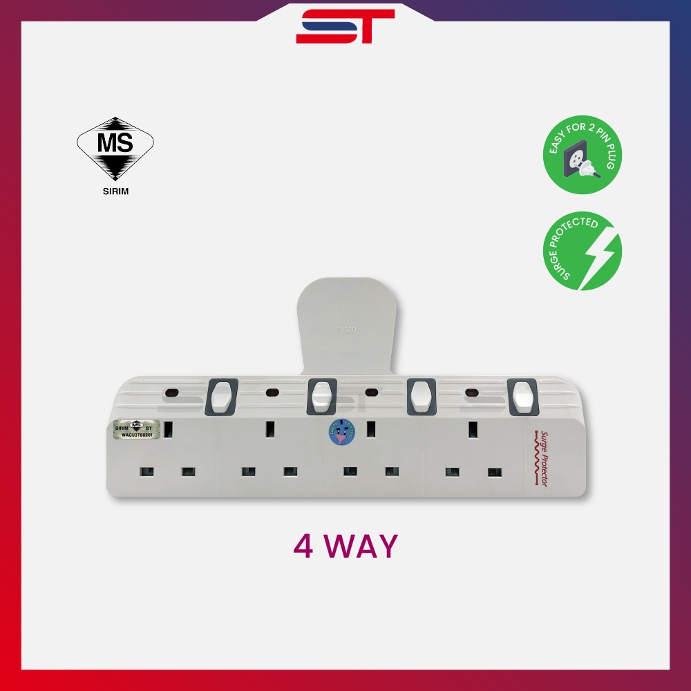 SIRIM APPROVED Multiple T-Adaptor Socket 3Way / 4Way Adaport Multiple ...