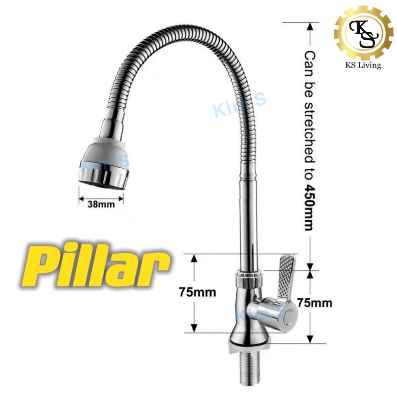 Kim.S Kitchen Sink Faucet Stainless Steel SUS304 Flexible Rotating Tap ...