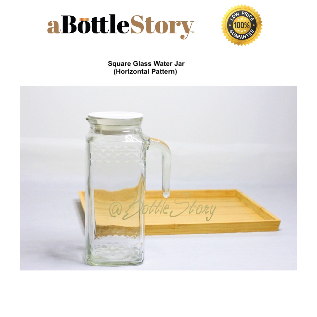 1.0L SQUARE GLASS WATER JAR (HORIZONTAL PATTERN) Bekas air jar | Shopee ...