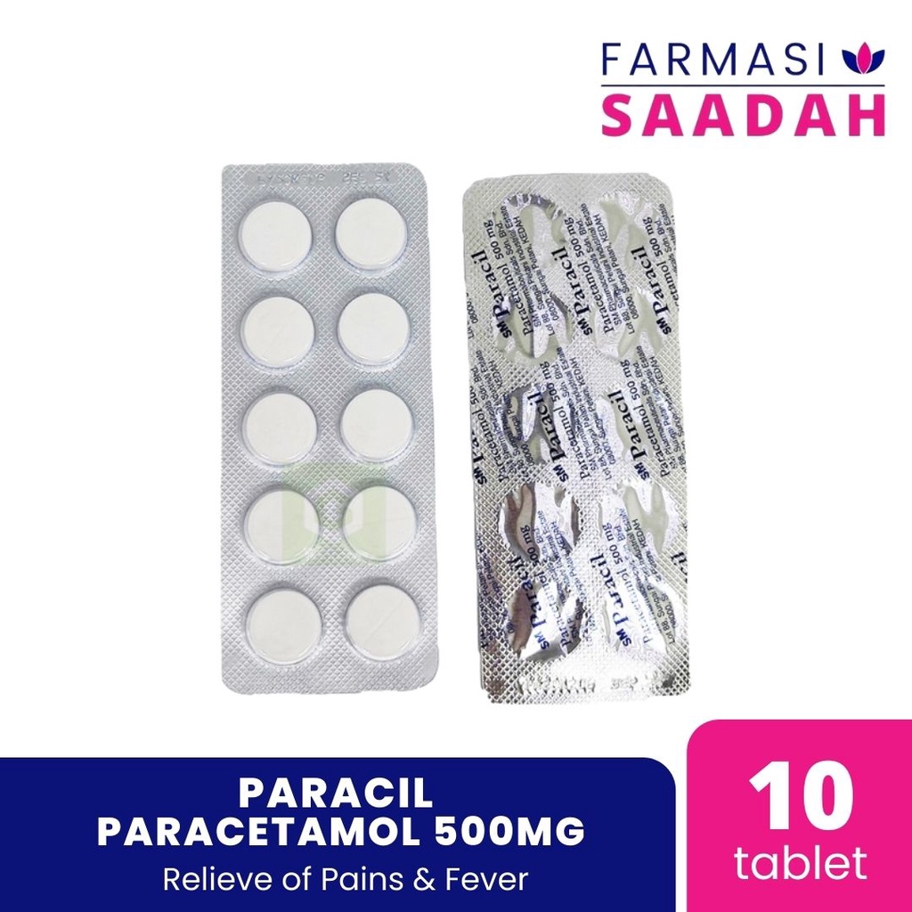 SM Paracil (Paracetamol) 500mg - 1 strip 10 tablets for fever or ...