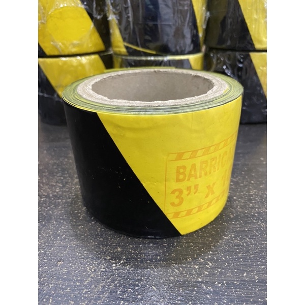HITAM Police Line Safety Line Black Yellow Barricade Tape Line 3 Inch x ...