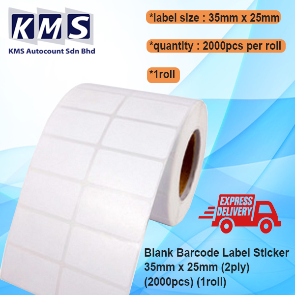 Blank Barcode Label Sticker 35mm x 25mm (2ply) (2000pcs) (1roll ...
