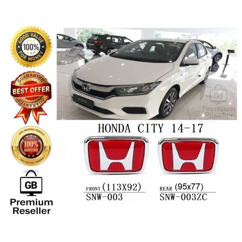 GB-STORE 100% [ORIGINAL] HONDA CITY LOGO 2014-2017 FRONT&BACK LOGO ...