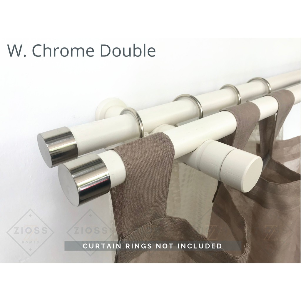 Double Layer Wooden Curtain Rod | Kayu Langsir | WHITE | 28mm Diameter ...