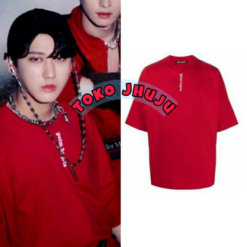 Stray Kids Changbin style Pallmangel T shirt. Middle Logo with bottom ...