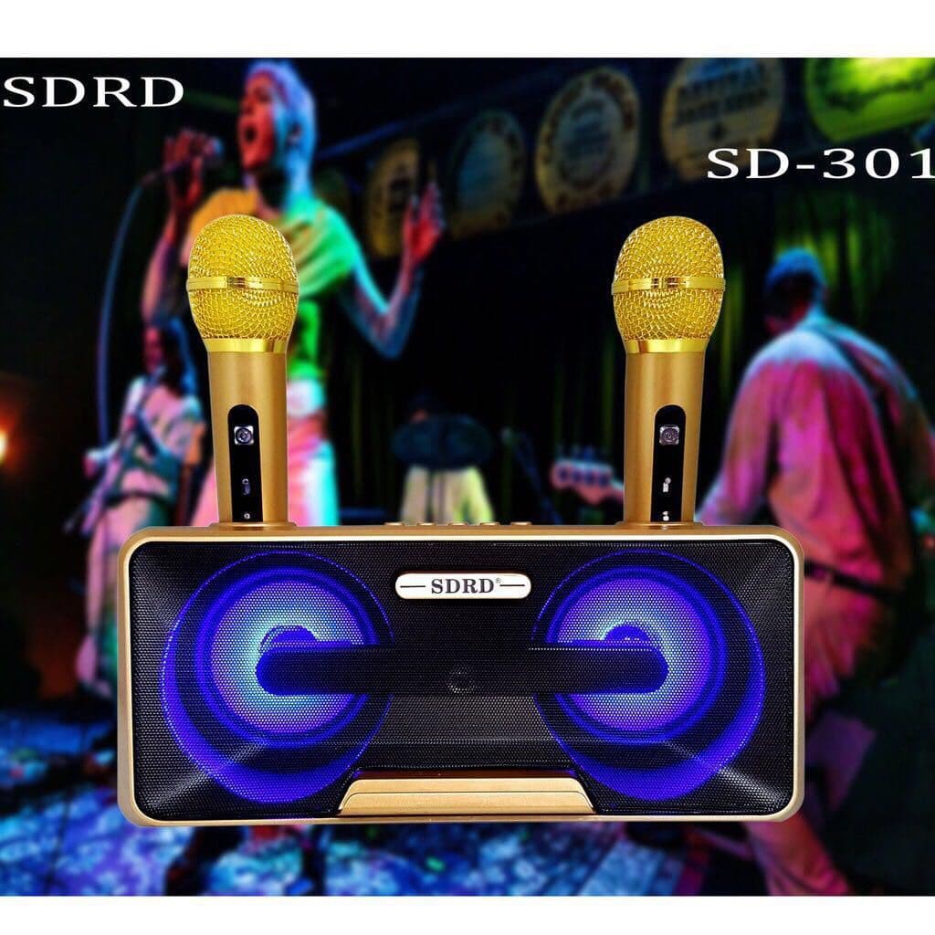 🔥SDRD SD-301 Wireless Bluetooth Dual Microphone Karaoke Portable 3D Stereo Speaker🔥 | Shopee ...