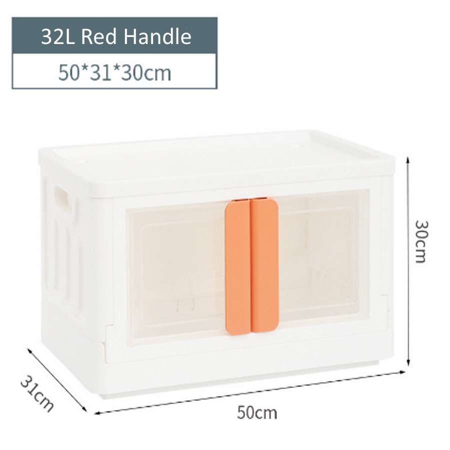 Foldable Storage Box Foldable Stackable 32L 72L Storage Cabinet Rack Storage Box Big Plastic ...