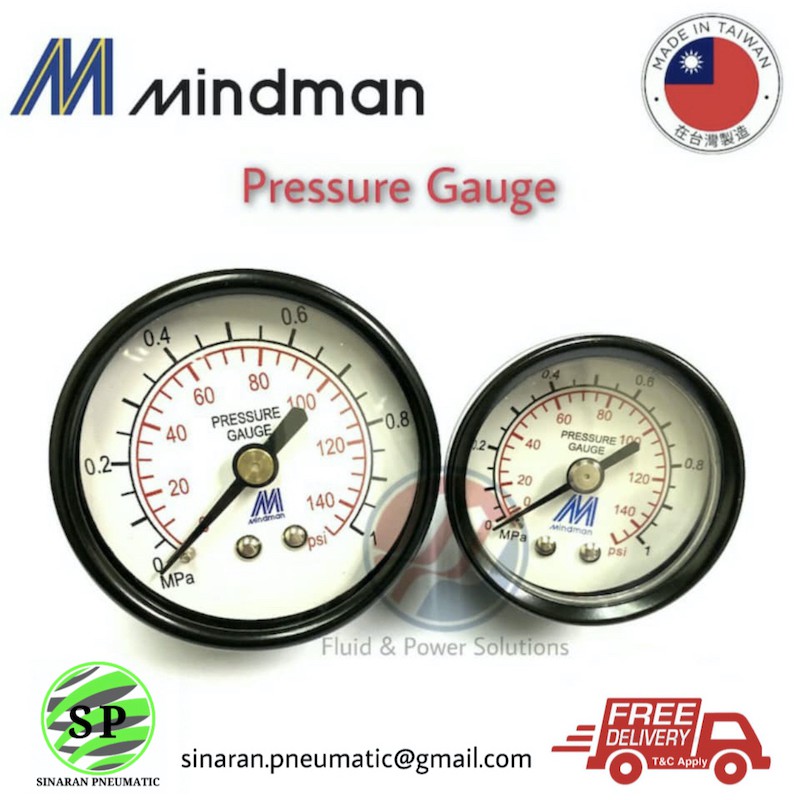 Mindman Pressure Gauge PG-40 & PG-50 Size Diameter 40mm ( 1.5" ) and ...
