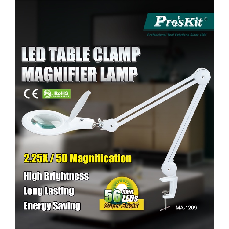Pro'skit MA-1209LI LED Table Clamp Magnifier Lamp 220-240V | Shopee ...