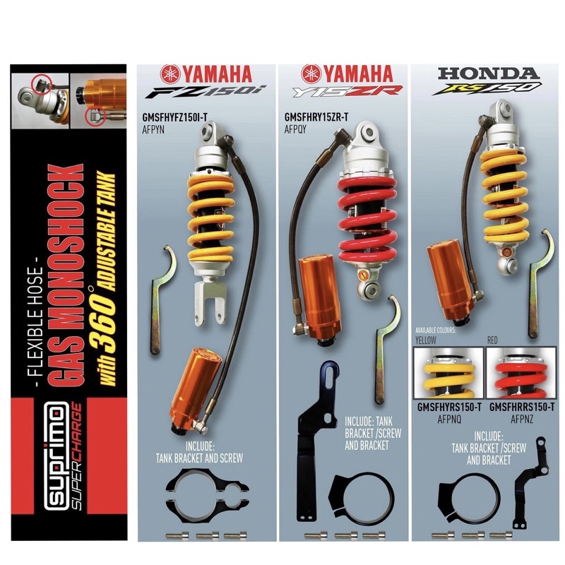 SUPRIMO GAS MONOSHOCK ABSORBER WITH GAS TANK Y15ZR / RS150 / LC135 4 5 ...