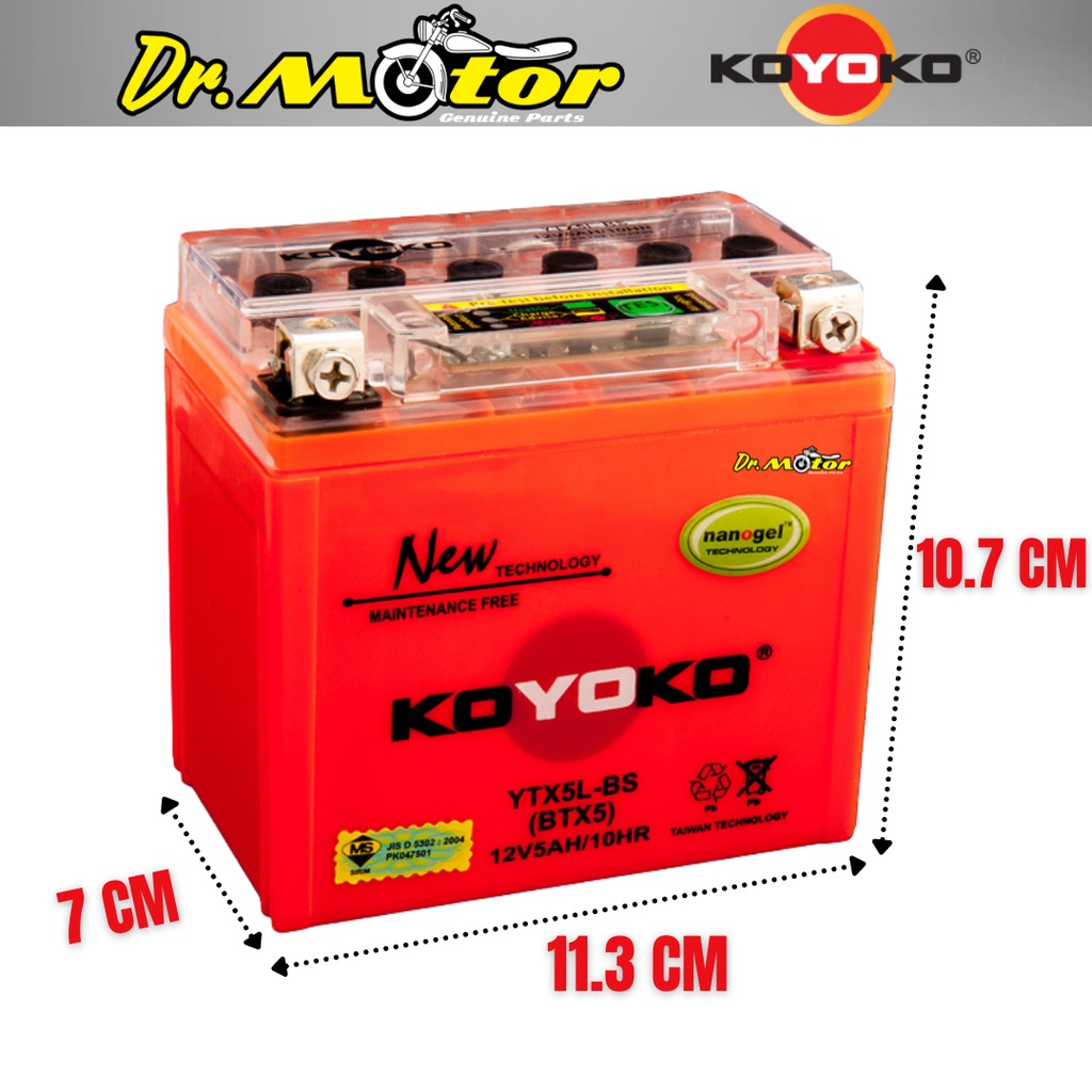 Koyoko Gel Battery New Technology Bateri Motorcycles YTZ5 YB3L YB4L ...