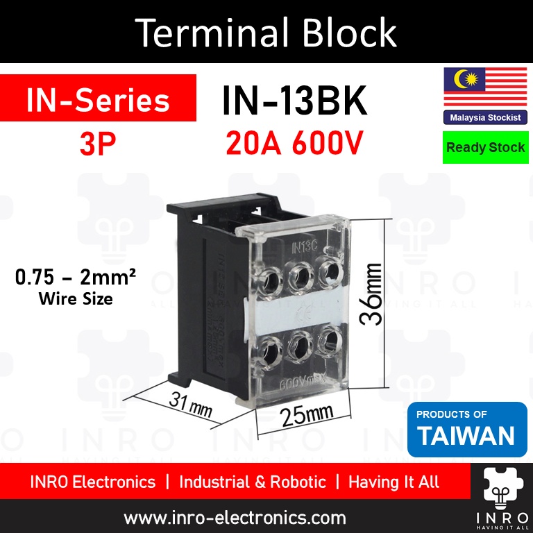IN SERIES Terminal block Din rail - IN12BK/13BK/20BK/30BK/411S/60BK ...