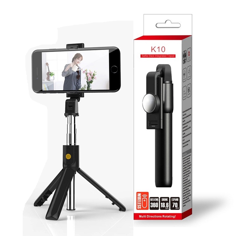 K10 Bluetooth Selfie Stick Integrated 3 in 1 Monopod Tripod For iOS and Android | Shopee Malaysia
