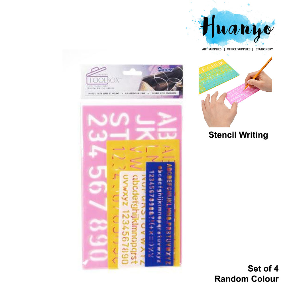 Alphabet Number Letter Combo Writing Stencil Ruler Set of 4 (Random ...