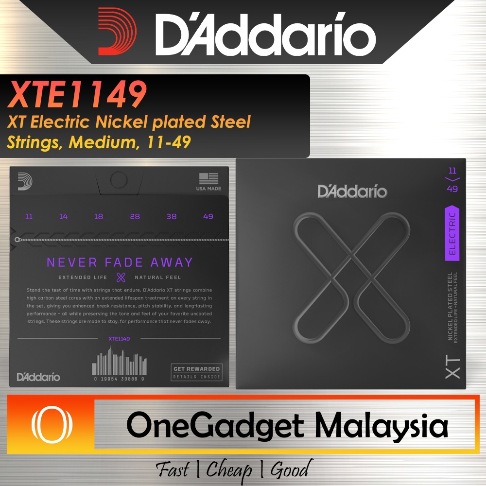 D'addario XTE1149 XT Nickel Plated Steel Electric Guitar String Medium ...