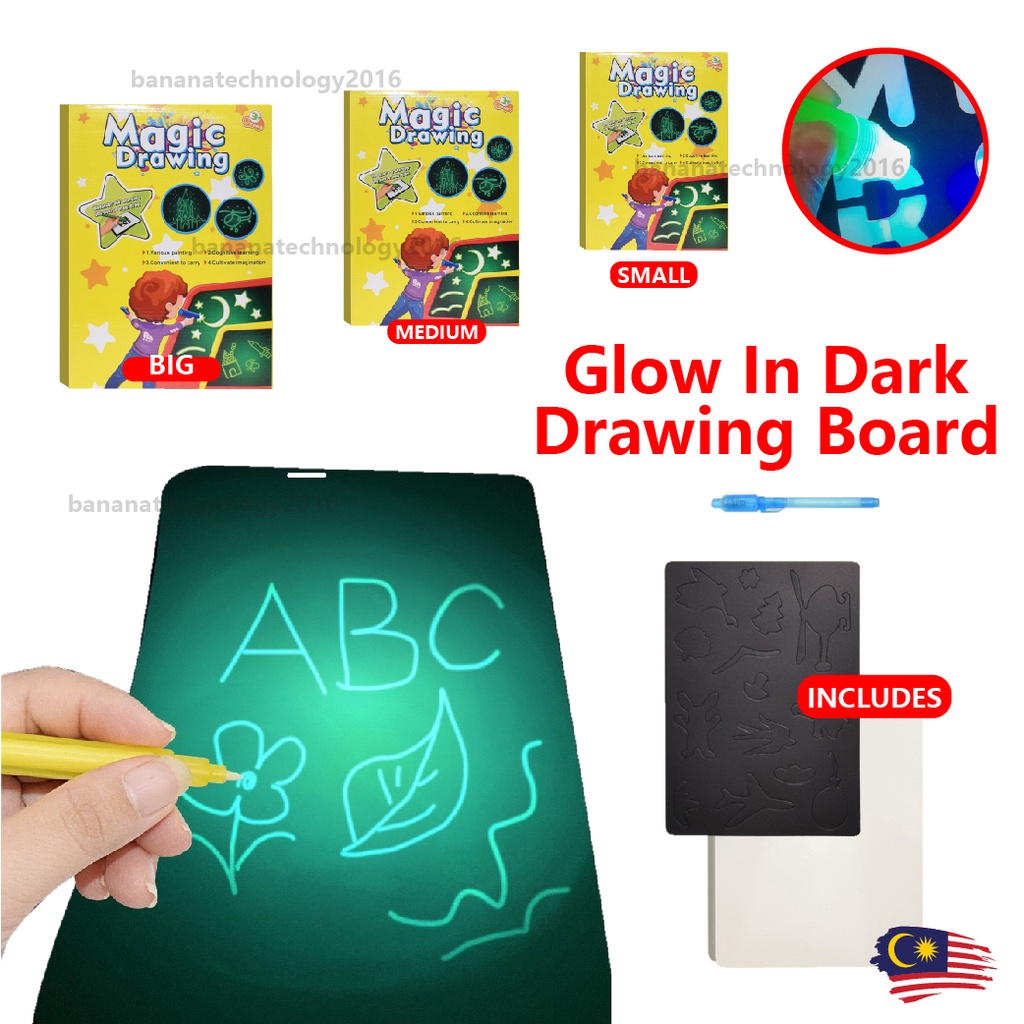 Glow In Dark Drawing Board A4 A5 For Kids Papan Lukis Fluorescent ...