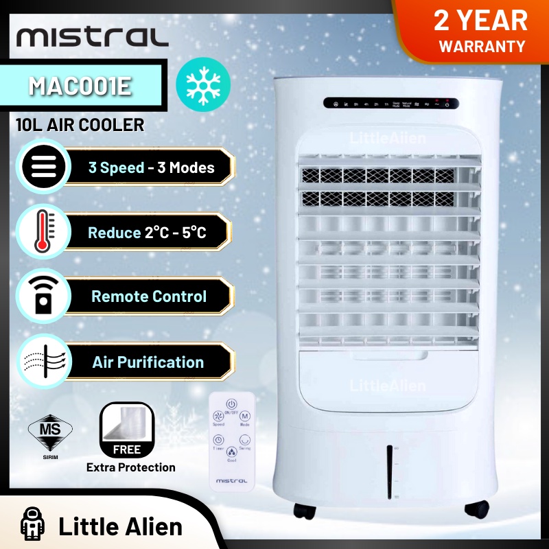 Mistral 10L AIR COOLER MAC001E With Remote Control | Built-in Ionizer | Oscillation | Honey Comb ...