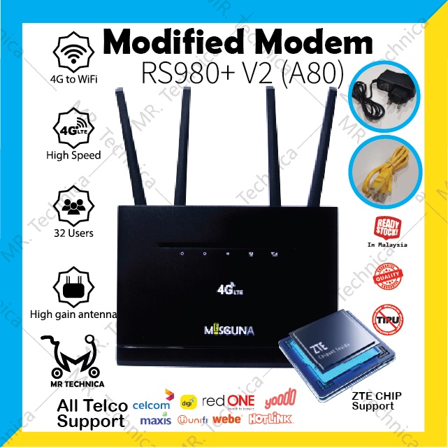 Ready Stock MOD NEW RS980+ Model Router Modified Unlimited Hotspot 4G ...