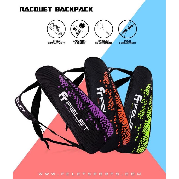 FELET Double Zip BackPack + Shoe Compartment + Side Zip Bag | Shopee ...