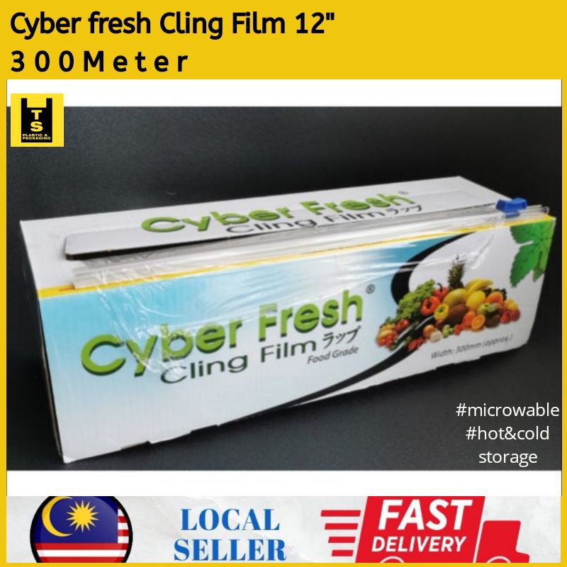 Food Wrap 12" Cyber Fresh Cling Film (300m)with Slide Cutter (inside ...