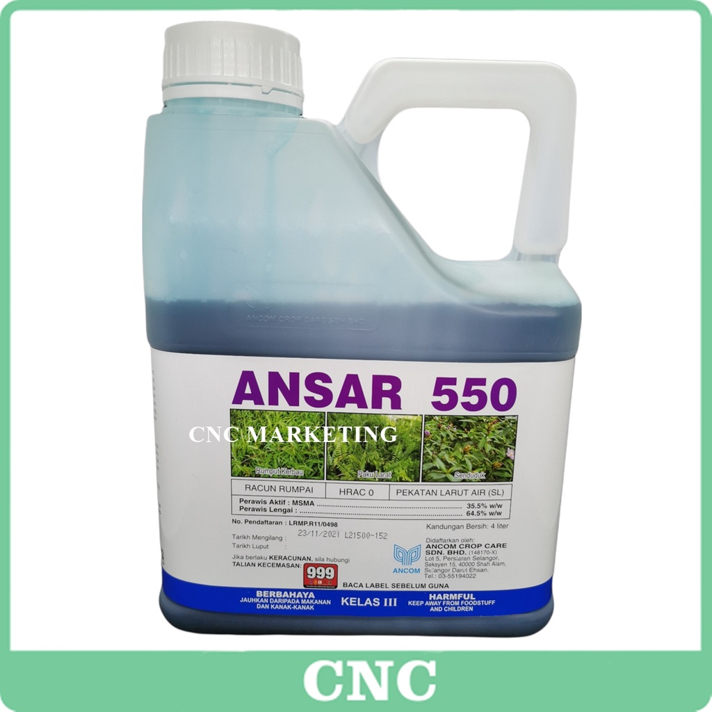 4L Ansar 550 Ancom MSMA Racun Rumpai Sentuhan / Racun Rumput Degil ...