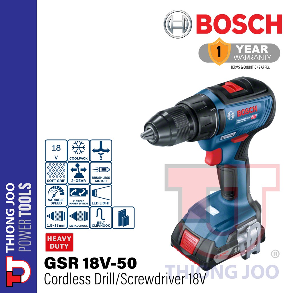 BOSCH GSR 18V-50 CORDLESS DRILL/ DRIVER | Shopee Malaysia