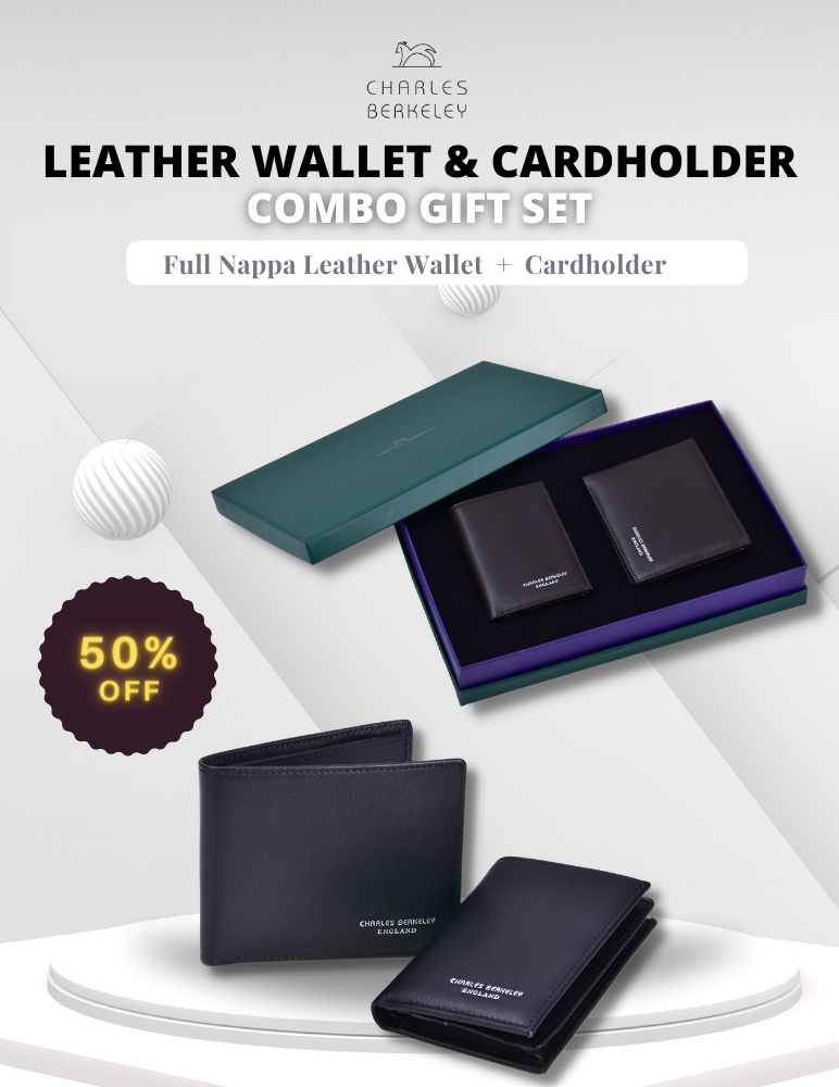 Charles Berkeley Nappa Leather Bifold Wallet & Cardholder Combo Gift ...