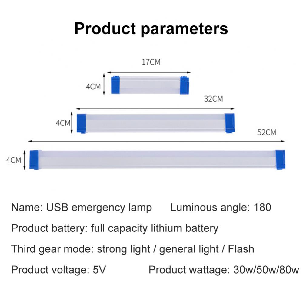 17CM-52CM LED Light Tube Portable USB Rechargeable Emergency Light ...
