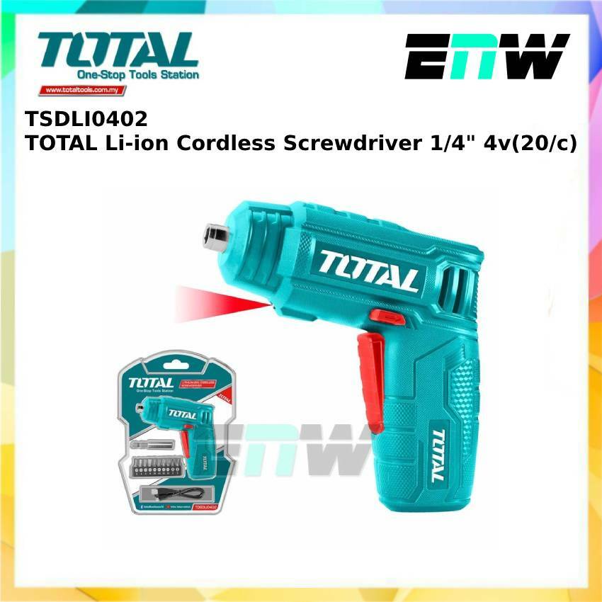 TSDLI0402 TOTAL Li-ion Cordless Screwdriver 1/4" 4v(20/c) | Shopee Malaysia