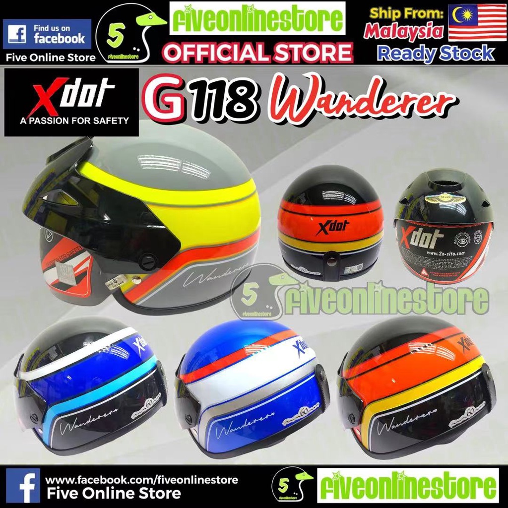 XDOT G118 Wanderer Half Cut Helmet SIRIM ORIGINAL Topi Keledar Kura Motor Cruiser WANDERER SGV 2 ...