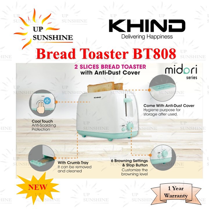 Khind Bread Toaster BT808 with Cover - Midori Series | Shopee Malaysia