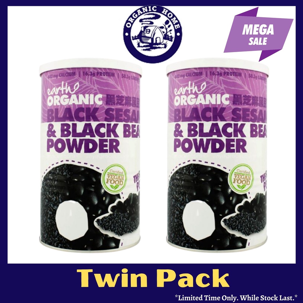 {TWIN PACK} Earth Living Organic Black Sesame & Black Bean Powder ...