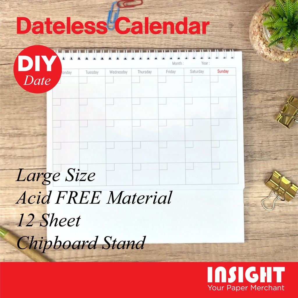 Dateless desktop Calendar 12 sheet Handwriting Monthly Smart planner ...