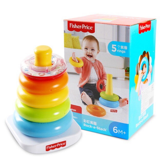 Fisher Price Rock a Stack Toy Montessori Ring Rainbow Tower Stacking Up ...