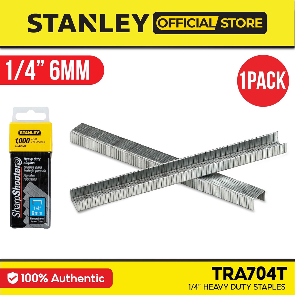 Stanley Heavy Duty Staples (1/4" x 6 mm/1 Pack x 1000 Pcs) TRA704T ...