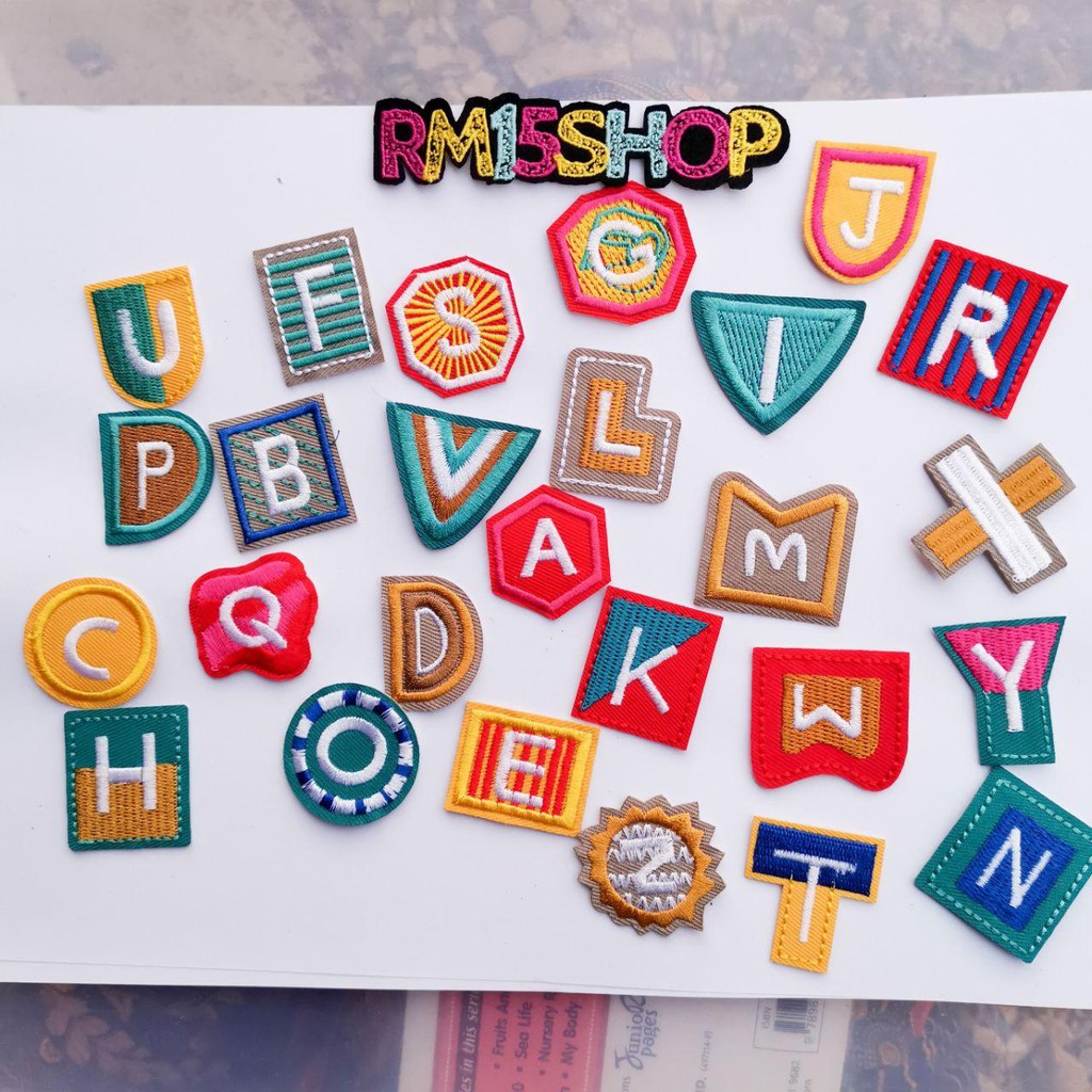 Alphabet Huruf A-T Patches Tampal Pada Pakaian Beg Seluar Design ...
