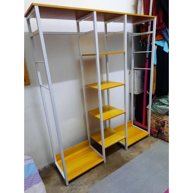 Rak baju kayu besi kukuh/open wardrobe IKEA/clothes hanging rack/rak ...