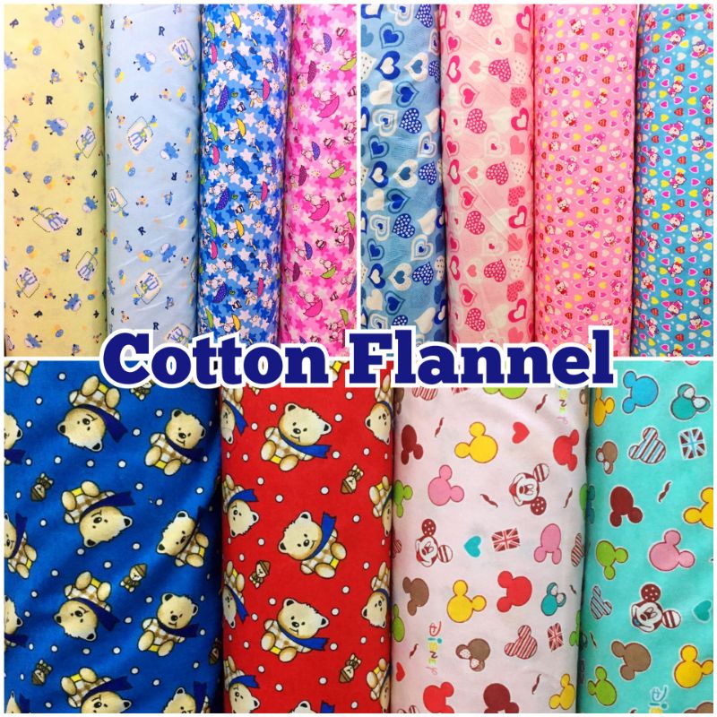 42' KAIN 100% COTTON FLANNEL Bercorak Cartoon / Bunga | Shopee Malaysia