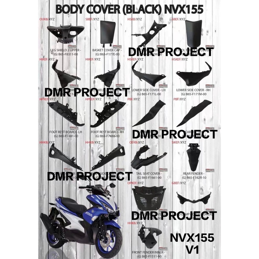 NVX155 V1/V2/V3 / AEROX HLY COVER INNER FULL SET ( 100% ORIGINEL HLY ...